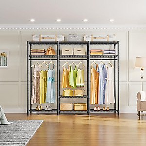 VIPEK V30 Garment Rack, Heavy Duty Clothes Rack with 7 Adjustable Shelves & 2 Hang Rods, Portable Closet System, Metal Closet Rack, Freestanding Wardrobe Closet for Hanging Clothes, Max Load 870lbs