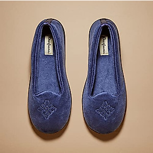 Dearfoams Women's Rebecca Lightweight Cozy Memory Foam Closed Back Slipper with Wide Widths, Peacoat, 9-10