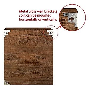 Ikee Design Wall Mounted Wooden Mountable 12 Compartments Holder Display Shelf, Wood Collection Wall Display Shadow Box Rack, 15.38”W x 3 ”D x 14.13”H, Brown Color