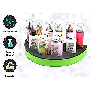 Polar Whale Lotion and Body Spray Stand Organizer Half Circle Large Tray Green Black Durable Foam Washable Waterproof Insert for Home Bathroom Bedroom Office 16.5 x 8.5 x 2 Inches 12 Slots