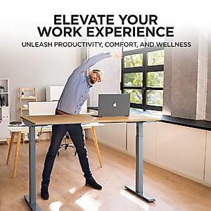 Rise UP Electric Standing Desk adjustable height desk 27-47" dual motor one piece 60x30" bamboo desktop height adjustable desk adjustable standing desk stand up desk sit to stand desk rising desk
