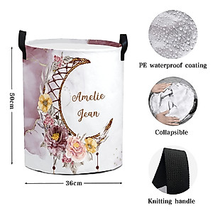 Tribal Moon Dream Catcher Purple Storage Bin, Waterproof Oxford Fabric Clothes Basket Organizer for Laundry Hamper,Toy Bins,Gift Baskets, Bedroom, Clothes,Baby Nursery