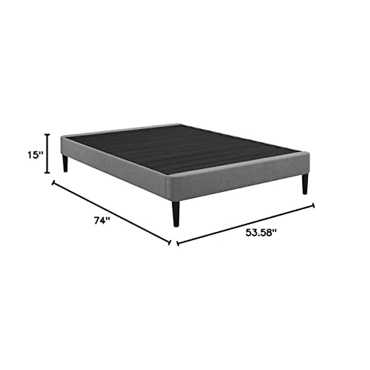 Classic Brands Palmetto Upholstered Platform Bed Frame/Mattress Foundation/Wood Slat Support/No Box Spring Needed, Light Grey, Full