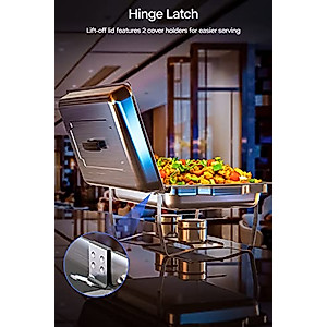 LEACCO Chafing Dishes Buffet Set, 4 Pack 8QT Stainless Steel Chafers Food Warmer Trays for Buffets, Parties