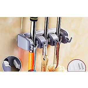 KK5 Broom Holder Rack & Garden Tool Organizer Rake or Mop Handles, Wall Mounted Commercial Organizer Saving Space Storage Rack for Kitchen Garden and Garage