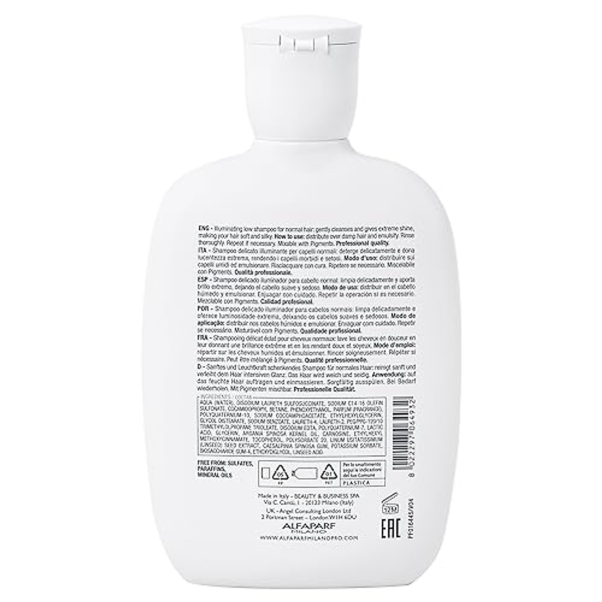 Alfaparf Milano Semi di Lino Diamond Shine Illuminating Low Shampoo - Sulfate Free - For All Hair Types- Paraben and Paraffin Free - Safe on Colored Hair - Professional Salon Quality (8.45 Fl Oz)