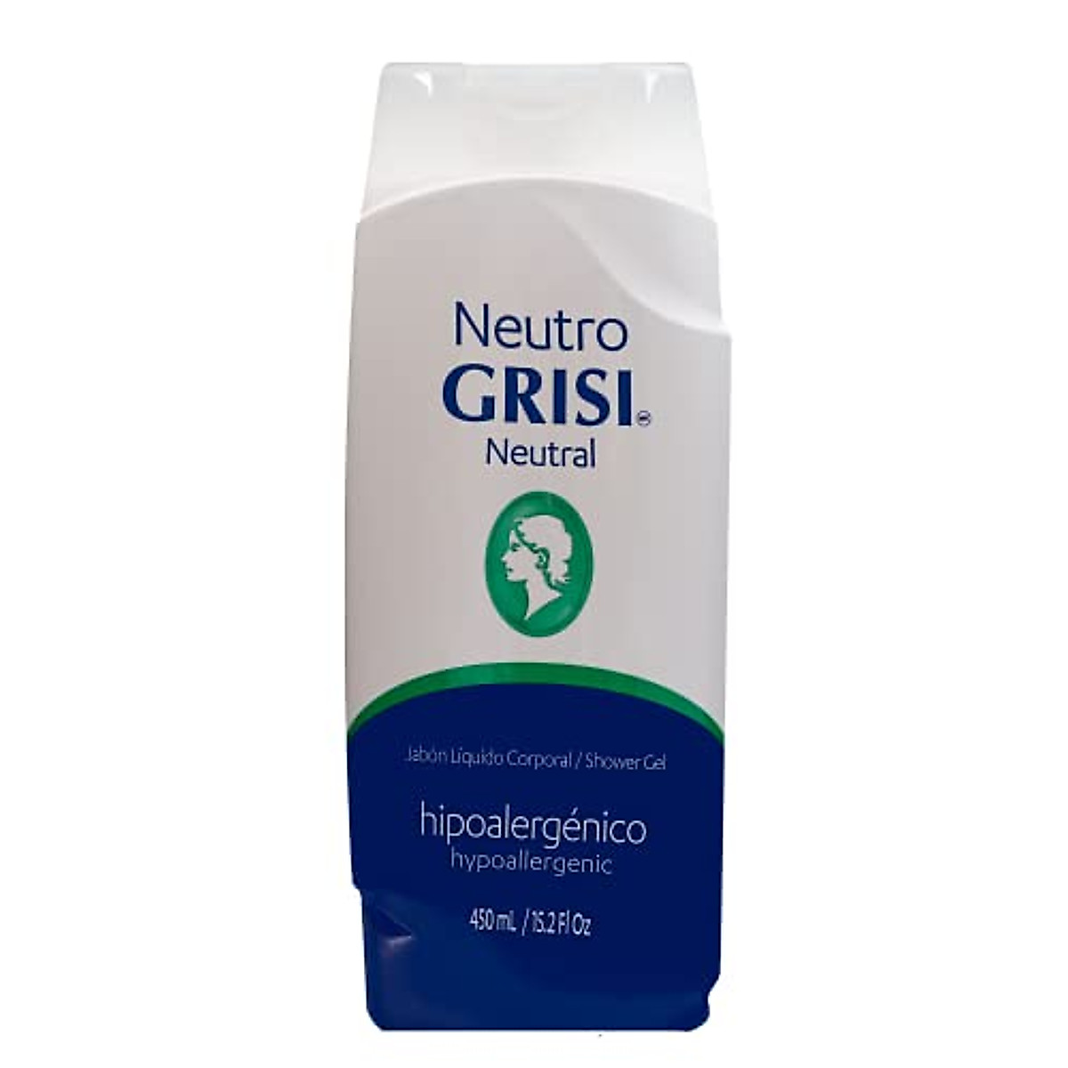 Grisi Neutral Shower Gel, Cleansing Shower Gel, Hypoallergenic, Sensitive Skin, Smother Skin, 2-Pack of 15.2 FL Oz, Bottles.
