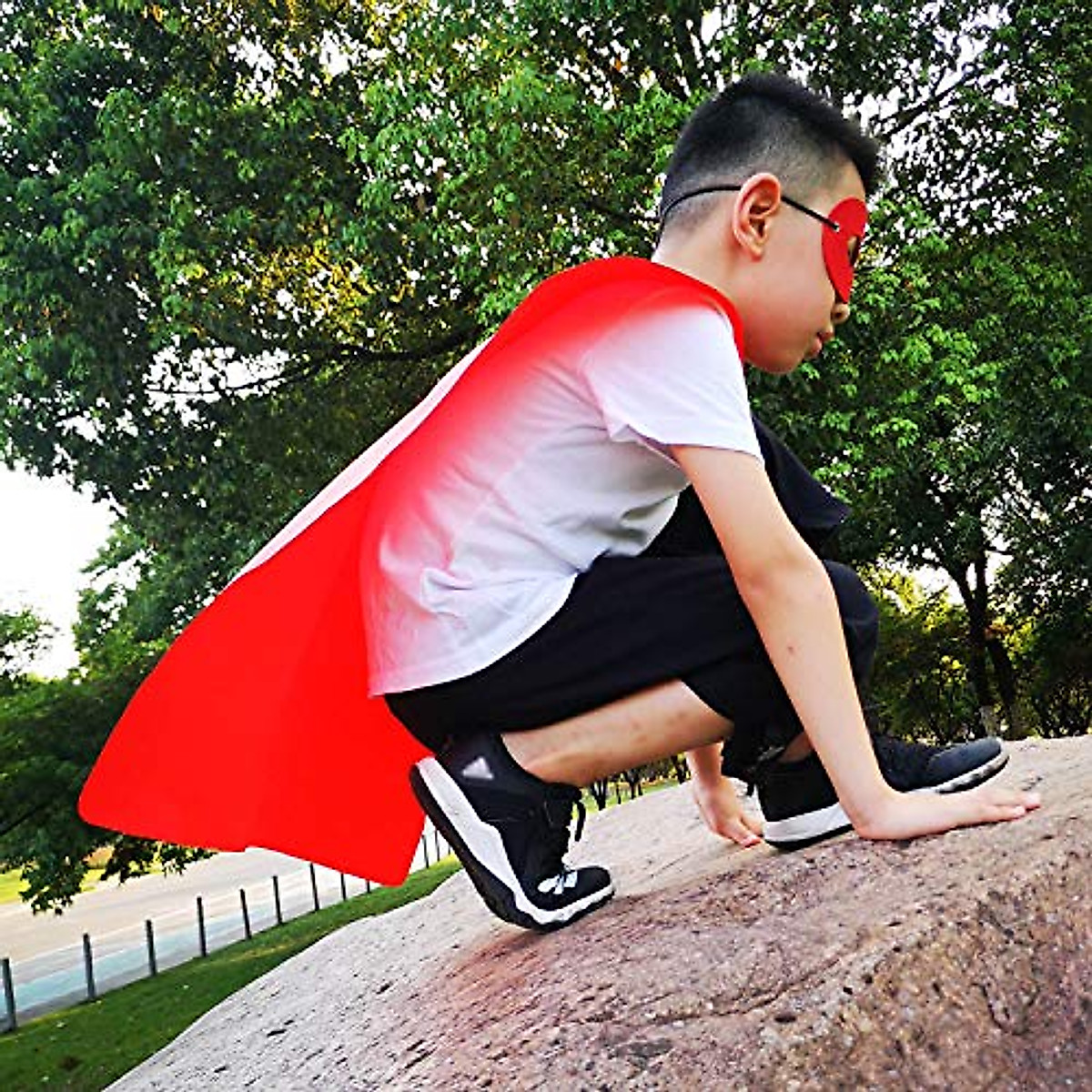 ADJOY Kids Superhero Capes and Masks with Large Superhero Stickers - Super Hero Costume for Parties - 10 Sets (20PCS)