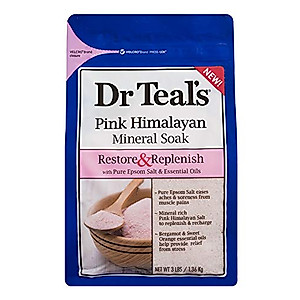 Dr. Teals Pink Himalayan Foam Bath & Soak Mothers Day Gift Set (2 Pack, 82oz Total) - Restore & Replenish Pink Himalayan Salt Blended with Pure Epsom Salt - 3lb Soak, 34oz Foam Bath - at Home Spa Kit