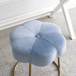 Linon Light Blue and Gold Vanity and Accent Talulah Stool