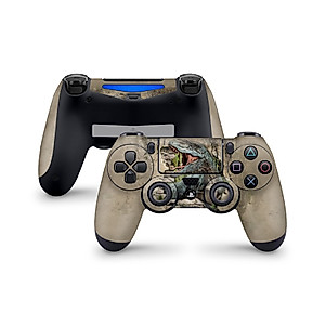 ZOOMHITSKINS Compatible with PS4 Controller Skin, Jurassic World Prehistory Dinosaur Beige T rex, Durable, 3M Vinyl, Made in The USA