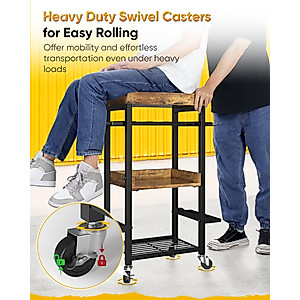 POKIPO Power Tool Cart, Heavy Duty Garage Shelving with Wheels, Movable Tool Box Cart Chest Organizer for Mechanic and Man Gift, Cordless Tool Storage for Garage and Garden