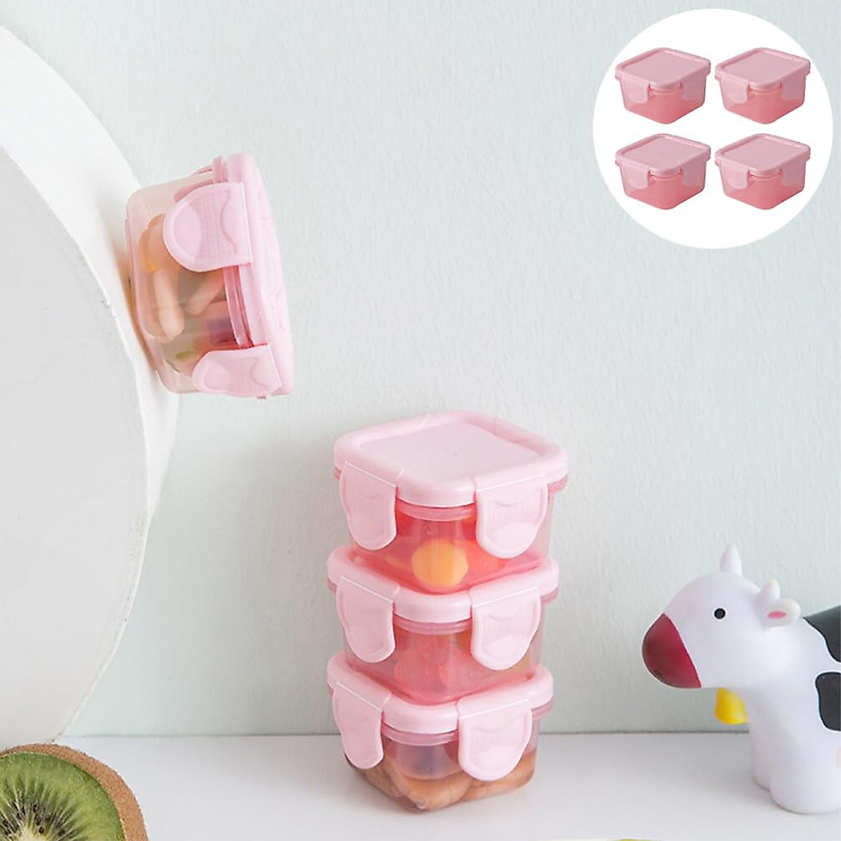 Kichvoe 4pcs Boxes Packing Crisper Mini Meal Prep Sealed Container Freezer Containers for Food Vegetables Container Food Storage Containers Fruit Storage Containers for Fridge Pp