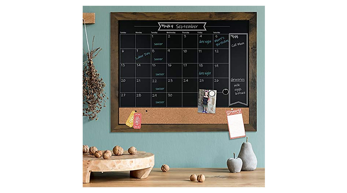 Loddie Doddie Rustic Chalkboard Calendar & Bulletin Board