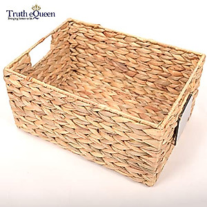 Water Hyacinth Storage Baskets For Shelves, Wicker Storage Basket, Woven Baskets For Storage, Seagrass Baskets, Large Wicker Basket, Wicker Baskets For Storage, Standard - 3Pcs