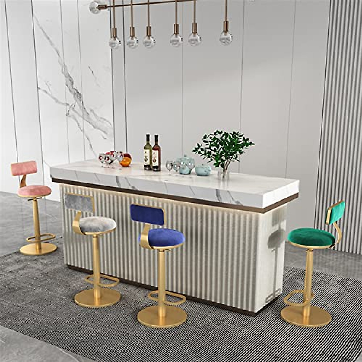 ZDXY Bar Stools Set of 2, Counter Height Upholstered Seat, Backrest Counter Height Adjustable Swivel Bar Chair, Velvet Cloth Kitchen Counter Stools Dining Chairs ( Color : Gray ), Grey