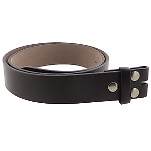 BC Belts Leather Belt Strap with Smooth Grain Finish 1.5" Wide with Snaps (Brown-M)