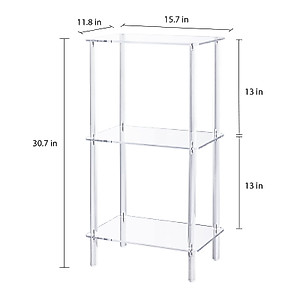 Acrylic Bookcase for Small Spaces, 3 Tier Clear Bookshelf for Bedroom, Bathroom, Living Room, Multipurpose Shelving Unit for Collectibles, Plants, Display, 15.7'' L x 11.8'' W x 30.7'' H