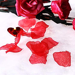 Tatuo 50 Pieces Heart Shape Candles Romantic Tealight Candles and 200 Pieces Silk Rose Petals Faux Flower Petals for Valentine's Day Festival Wedding Birthday Party (Red Candle, Red Petal)