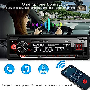 Single Din Car Stereo with Bluetooth: in Dash Digital Multimedia Receiver - Dual USB SD AUX Input | AM FM Car Radio | APP Control | Wireless Remote | Quick Charge