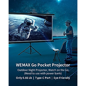 WEMAX Go Ultra Portable Laser Projector | Mini Pocket DLP Projectors with WiFi | 100 inch Image | Airplay Miracast | Auto Vertical Keystone | Compatible with Smartphone, HDMI, USB (Includes Case Bag)