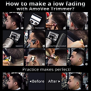 AmoVee Cordless Electric Clippers for Hair Cutting，Professional Hair Clippers for Man, An-ti Scratch T Blade Trimmer Outliner for Body Hair, Beard, Bang Grooming for Barber, Beginner, USB Rechargeable