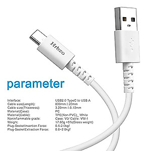 Hrbzo Type C Charger[2.6ft,2-Pack] USB C Cable Compatible with Samsung Galaxy S21 Huawei Mate 40, and More