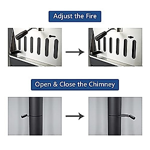 U-MAX Outdoor Portable Pizza Oven Wood Fired Oven with Waterproof Cover, Steel Pizza Grill, 2 Removable Wheels, Pizza Maker Camping Cooker with Pizza Stone