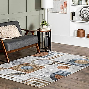 nuLOOM Brodee Abstract Retro Machine Washable Area Rug, 7' 10" x 10', Beige