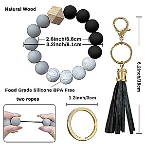 Case for Airpods Pro, AIIEKZ Cute Airpod Pro Cover for Women Girls, Soft Silicone Case for Air Pod Pro Wireless Charging Case with Beaded Bracelet Keychain (Black)