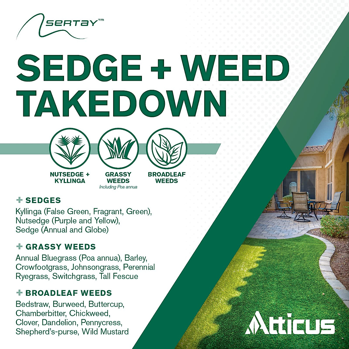 Sertay Herbicide (1.25 oz) by Atticus (Compare to Certainty) – Sulfosulfuron Weed Killer for Southern Lawns – Post Emergent Weed Control