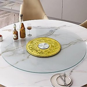 Lazy Susan Rotating Turntable Tray, Clear Round Tempered Glass Serving Plate Rotating Heavy Duty Turntable, for Kitchen Dining Tables Decorative Glass Furniture ( Color : Clear , Size : 80cm (31.5inch