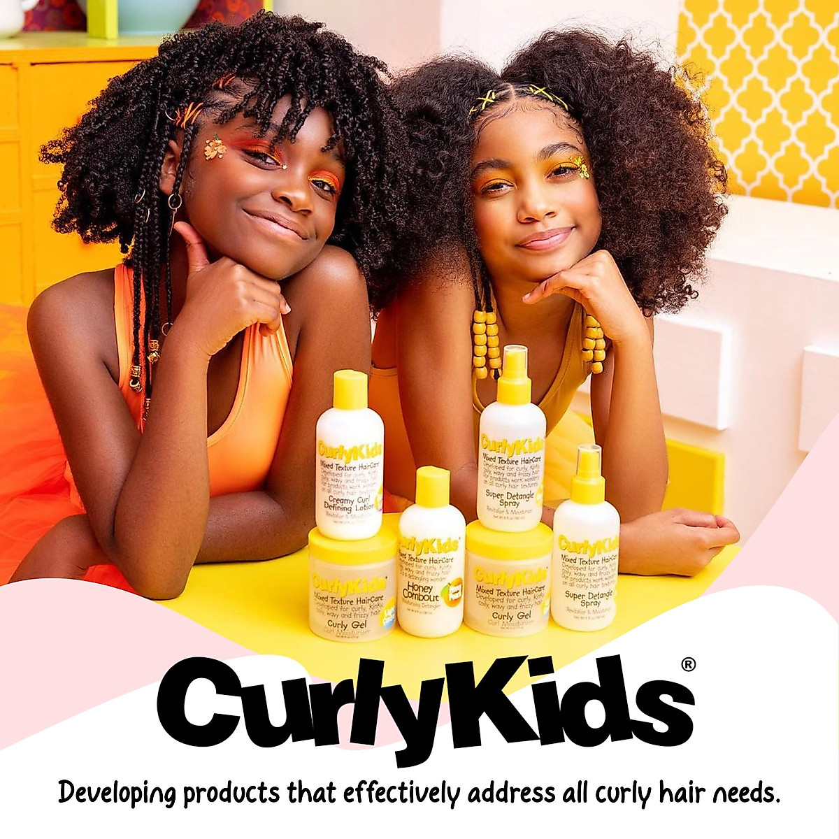 CurlyKids Super Detangling Spray | Frizz Control Hair Detangler Spray for Kids, Hair Care for Kinky, Wavy & Curly Hair, Sulfate & Paraben Free, 3 Pack