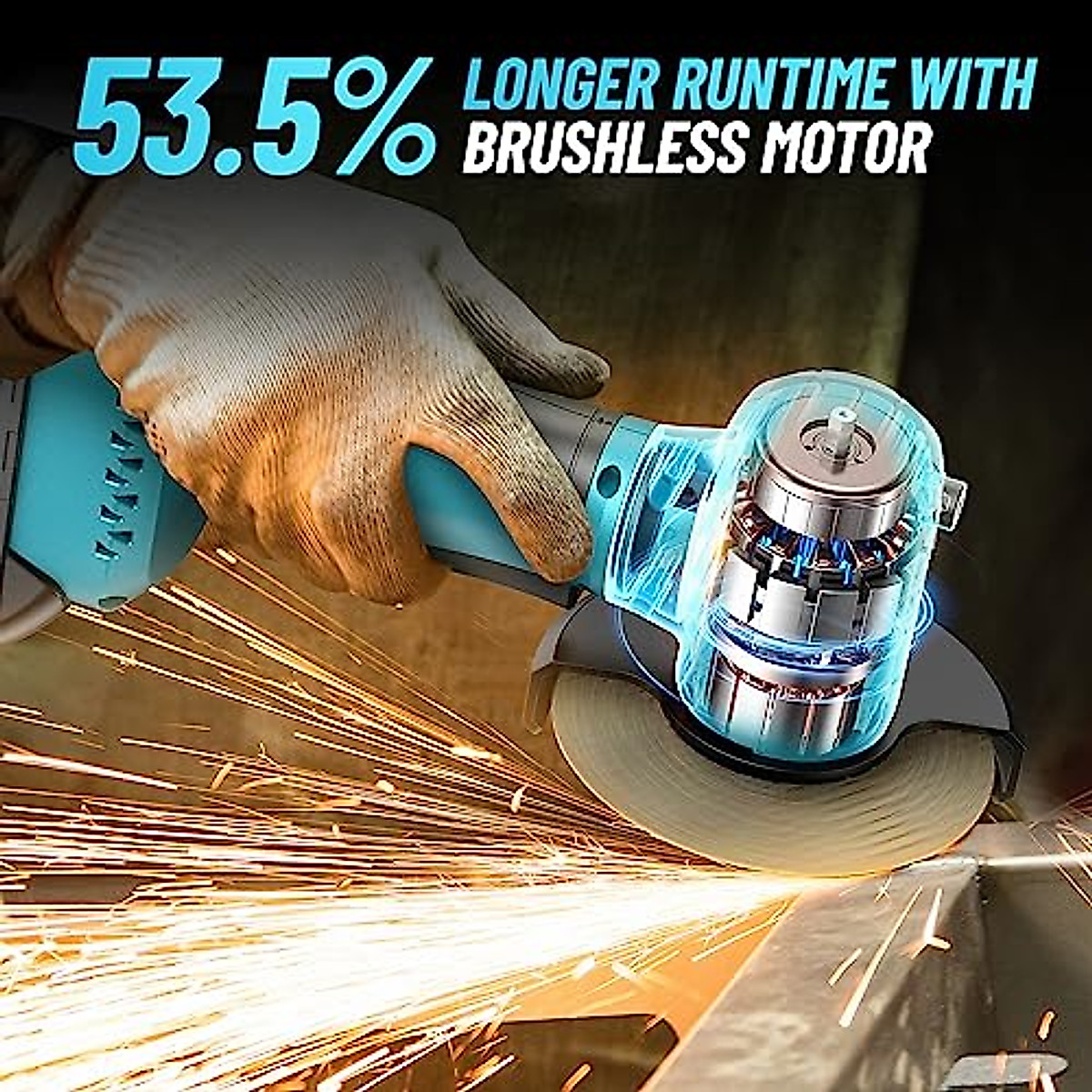 Cordless Grinder[2023 UPGRADE], Seesii 21V Brushless Mini Angle Grinder Tools w/ 2x 4000mAh Batteries & 4 Pcs Disc, 19500RPM 180° Rotatable Compact Power Angle Grinders for Metal Cutting,Grinding