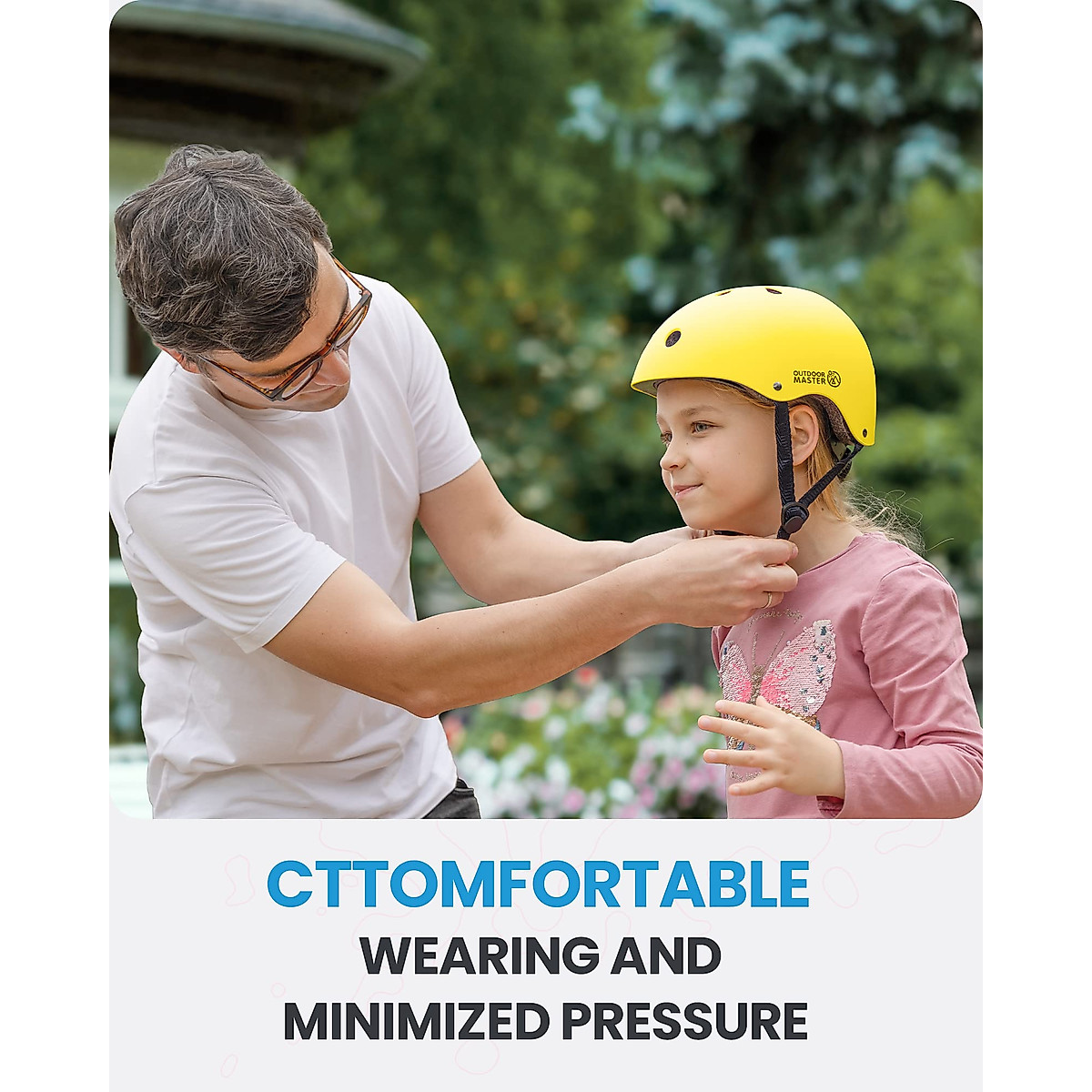 OutdoorMaster Youth & Kids Bike Helmet - Adjustable Multi-Sports Skateboard Helmet with Removable Liners for Balance Bike, Toddler Scooter, One Wheel Hoverboard - Yellow - M