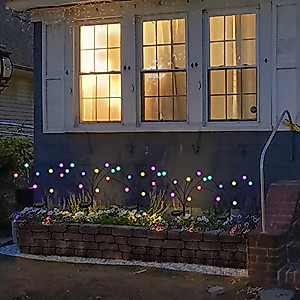 Anordsem Solar Garden Lights - 2 Pack Colorful Flashing 8 LED Solar Firefly Lights, Swaying Outdoor Decor Lights Waterproof for Garden, Patio, Yard, Flowerbed Decoration
