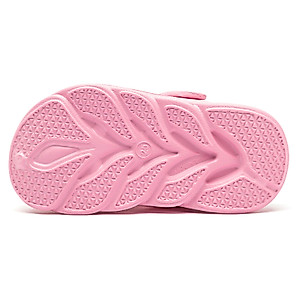 HOBIBEAR Girls Classic Graphic Toddler Garden Clogs Slip on Water Shoes (Pink-Size 1.5-2 Infant)