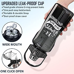 Half Gallon Water Bottle with Storage Sleeve BPA Free 64 OZ Water Bottle with Removable Straw & Time Marker to Drink Leakproof Reusable Gym Sport Water Jug Motivational Workout Water Bottle Women Men