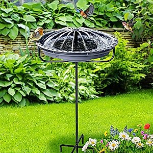 Solar Bird Bath Fountains, Bowl with Fountain Pump, Powered Water Combo Set 4 Spray Types for Outdoor Garden Yard Patio Lawn (Freestanding Style)