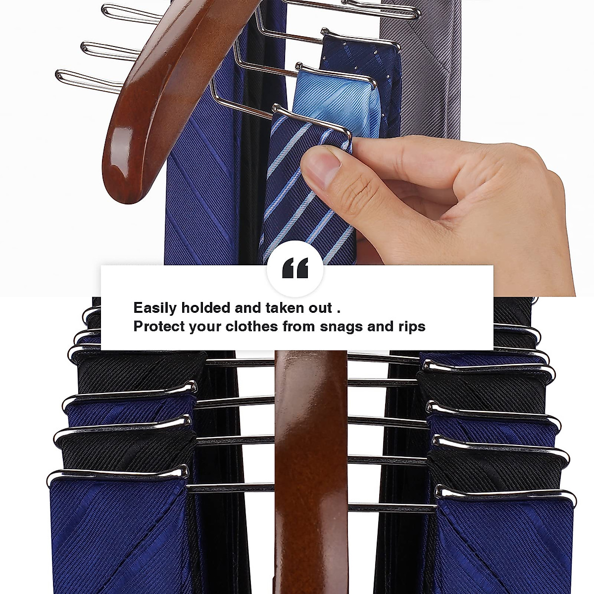 Ulimart Tie Rack 2Pcs Tie Racks for Men Closet 24 Hooks, Wooden Tie Organizer with Upgraded 360°Rotating, Scarves Accessories Closet Organizer for Bras,Tank Tops,Camisoles etc.Walnut…