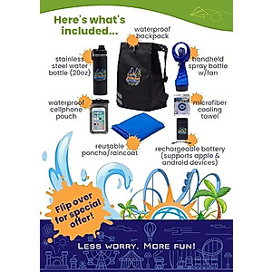 All in-One Theme Park Survival Kit: 7 Essential Items: Ideal for Couples, Family and Group (Couples Pack)