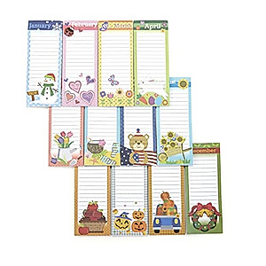 The Lakeside Collection Set of 12 Magnetic List Pads - Notepads for Fridge - Holidays, Set of 13