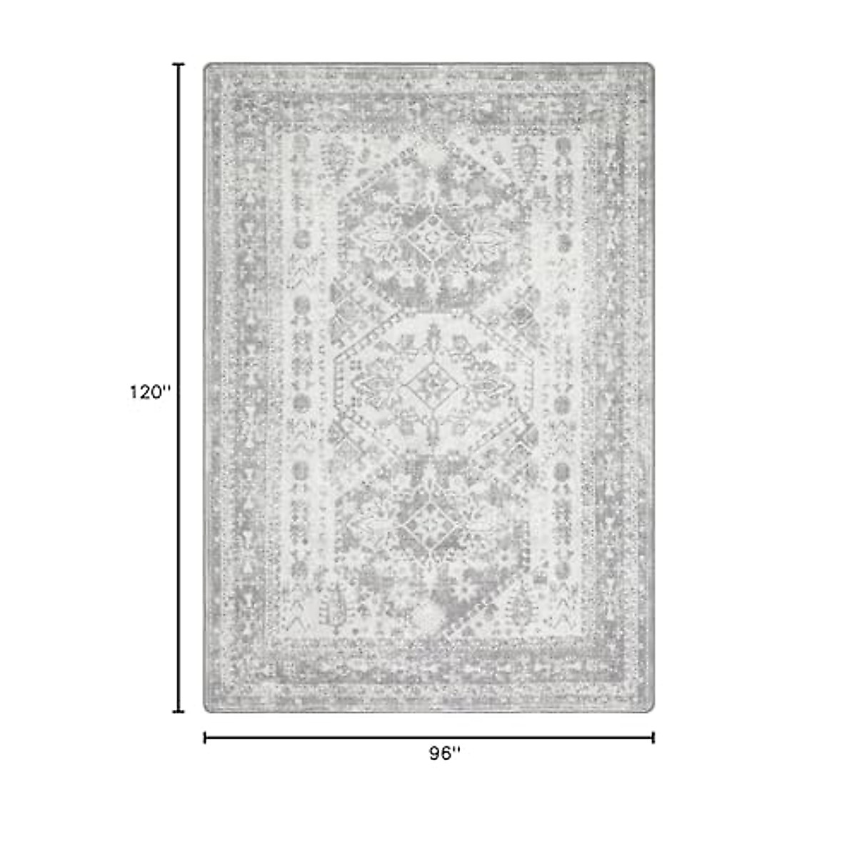 BEIMO Area Rugs for Living Room 8x10 Machine Washable Bedroom Rugs Distressed Vintage Print Gray Large Throw Rug Dining Room Aesthetic, Non Slip Carpet with Gripper