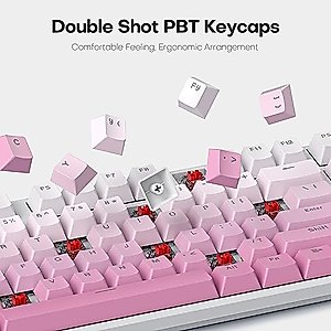 Ussixchare Gradient Keycaps, PBT Double Shot 104 Keys Keycaps, OEM Profile Custom Keycaps Set for 61/87/104 Cherry Gateron MX Switches Mechanical Keyboard(Lover Pink)