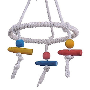 Hypeety Pet Bird Parrot Swing Hanging Toy Parakeet Budgie Cockatiel Cage Hammock Swing Toy Round Cotton Rope Tri Toy Hanging Toy