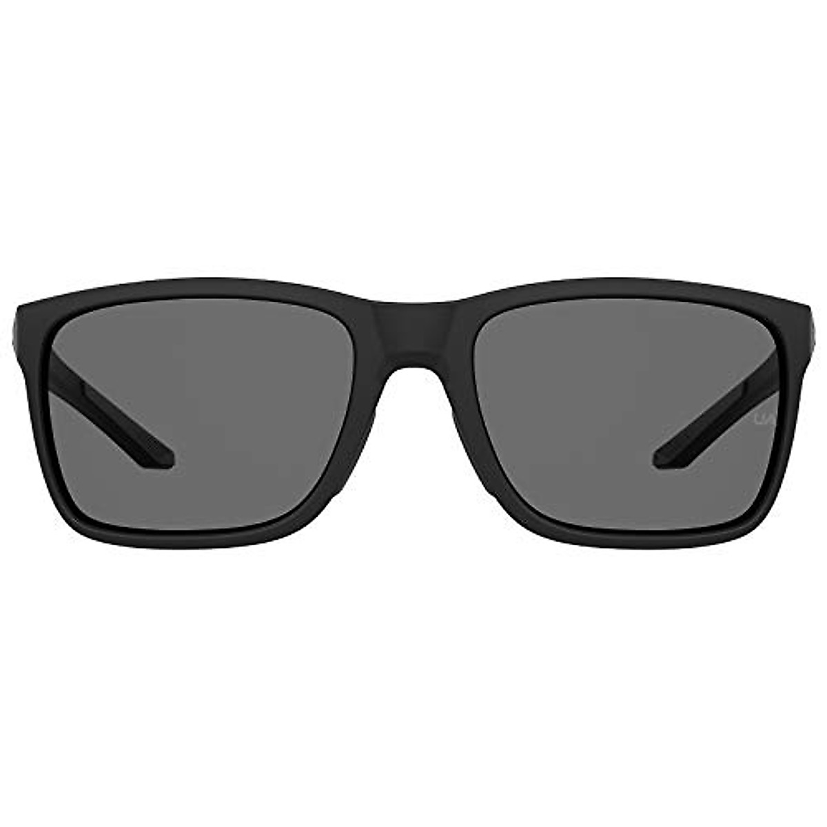 UA Hustle Rectangular Sunglasses, Matte Black Frame w/ Polarized Gray Lenses