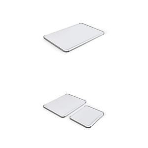 KitchenAid Classic Nonslip Plastic Cutting Board, 12x18-Inch, White & KitchenAid Classic Nonslip 2 Piece Plastic Cutting Board, Set of 2, White