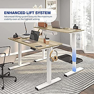 FLEXISPOT Standing Desk Quick Assembly Electric Adjustable with 48 x 24 Inches Whole-Piece Desktop Ergonomic Memory Controller Stand Up Desk(White Frame + 48" Grey Wood Grain)