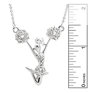 Spinningdaisy Crystal Cheerleader Charm Necklace (Cheerleader With Pom poms)