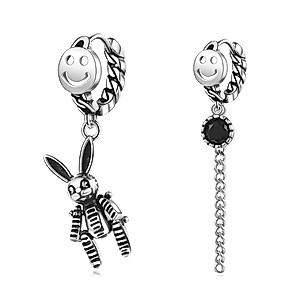 HZJCC asymmetric Rabbit drop earrings for women long chain Silver plated punk earrings Jewelry